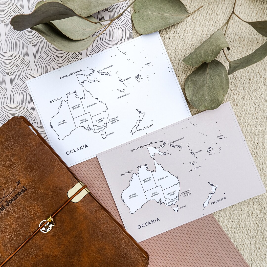 Oceania Color in Map Sticker of Oceania Travel Map Stickers for ...