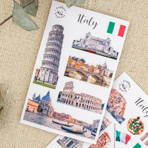 Italy Essentials Travel Sticker Sheet for Scrapbook, Journal and ...
