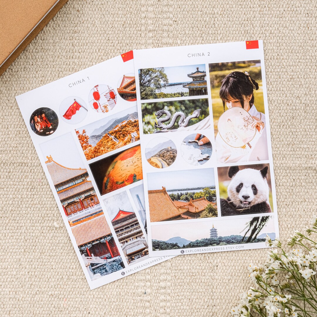 China Travel Journal Vacation Photo Sticker Sheets. Asian Stickers ...