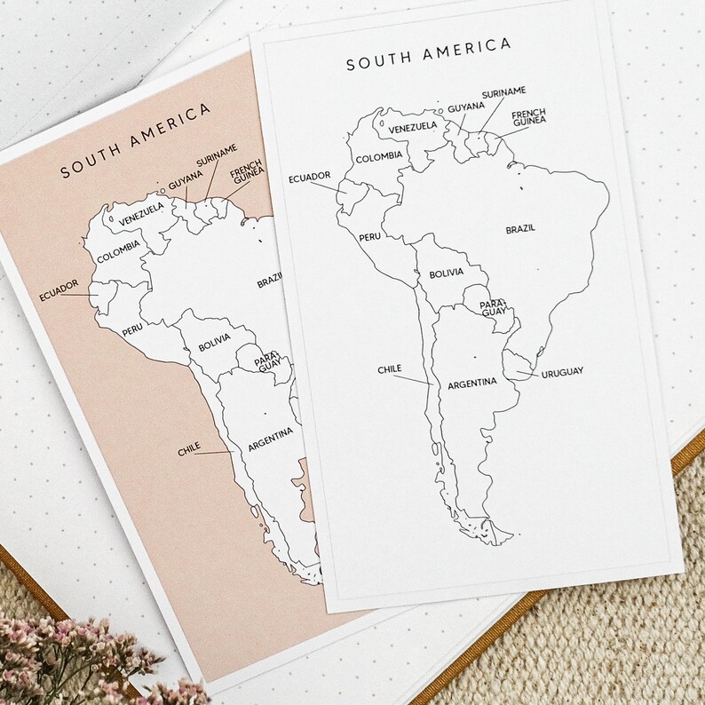 South America Map Sticker, Latin America Map, Travel Tracker Map, South ...