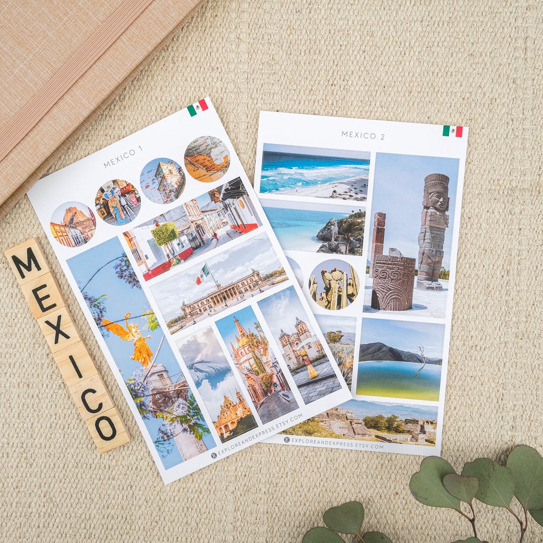 Mexico Travel Journal Sticker Sheet, Mexico Landmarks Stickers, Travel ...