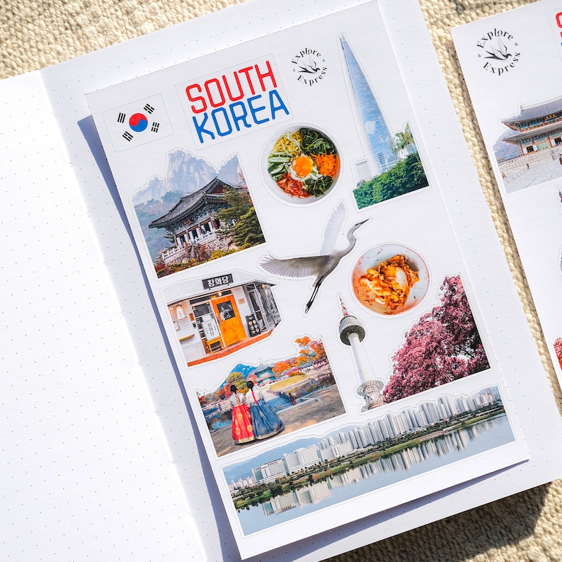South Korea Sticker Sheets - Seoul Landmarks Travel Journal Stickers - Etsy
