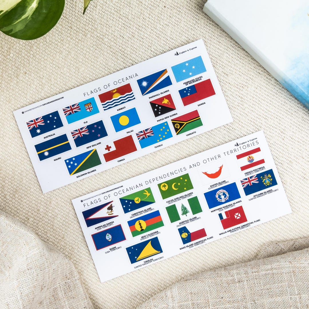Oceania Flag Stickers, Country Flag Stickers, Australia Flag Sticker ...