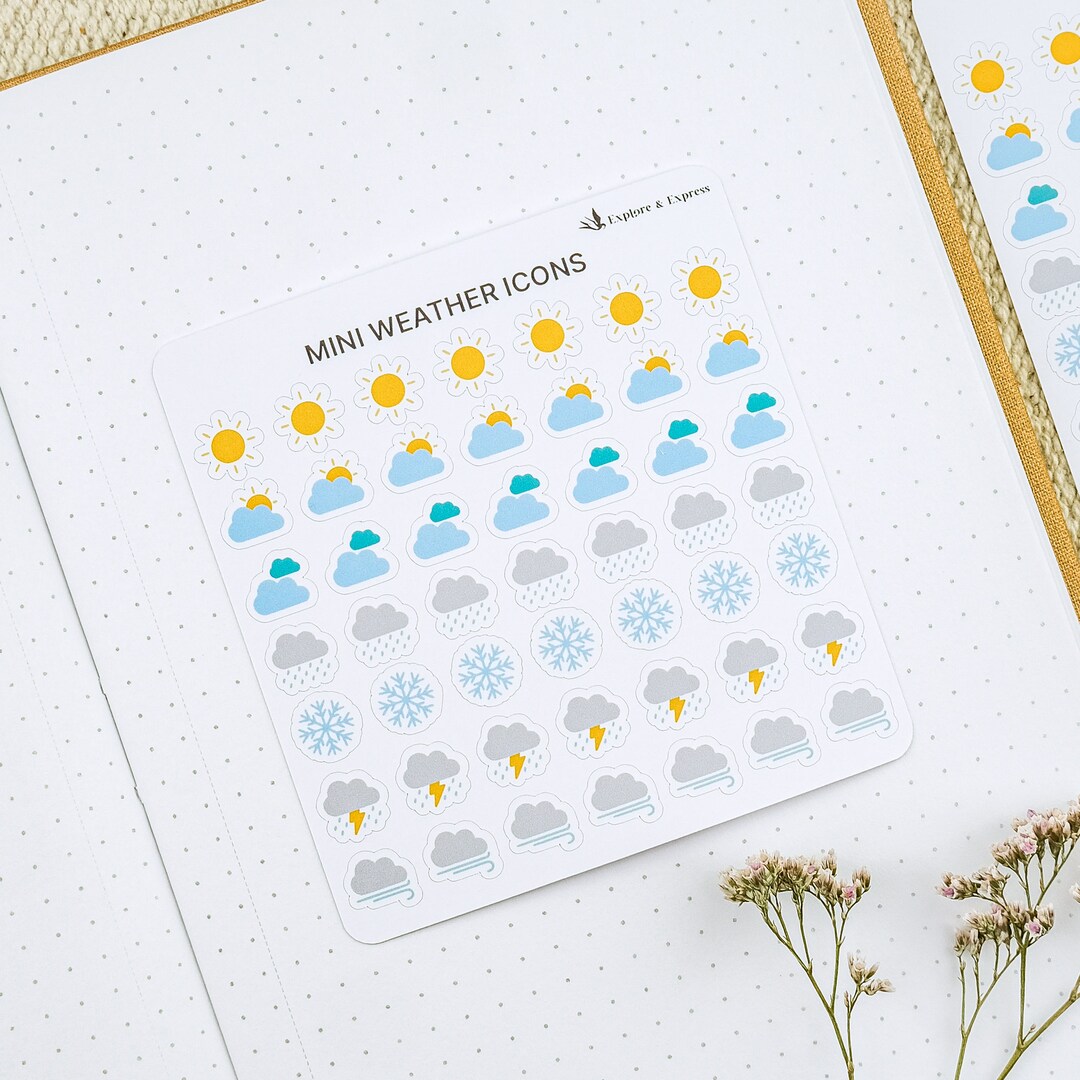 Mini Weather Icon Stickers to Track Daily Weather Planner Icons for ...