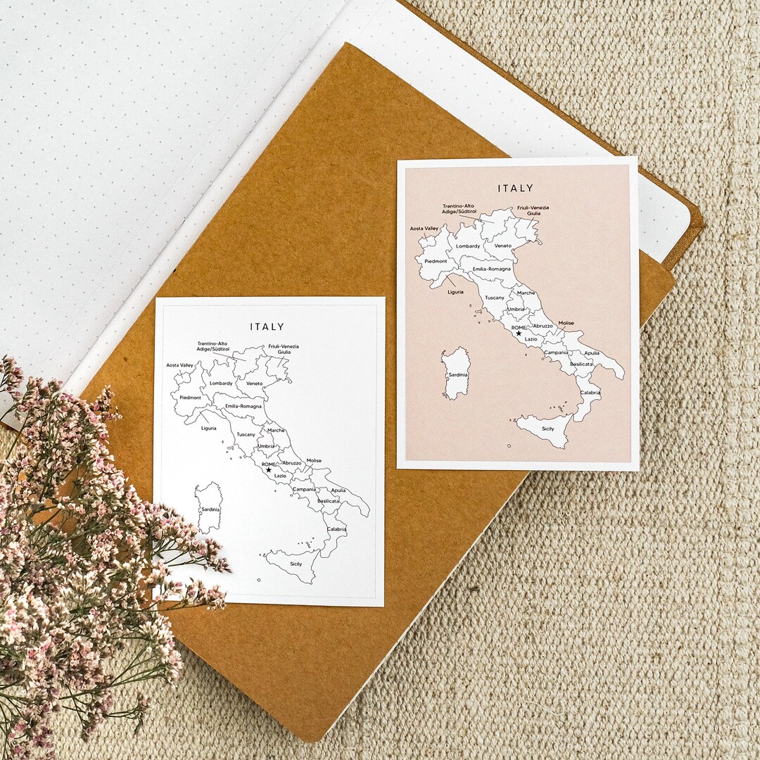 Italy Map Sticker, Italy Map Coloring, Map Travel Italy, Travel Tracker ...