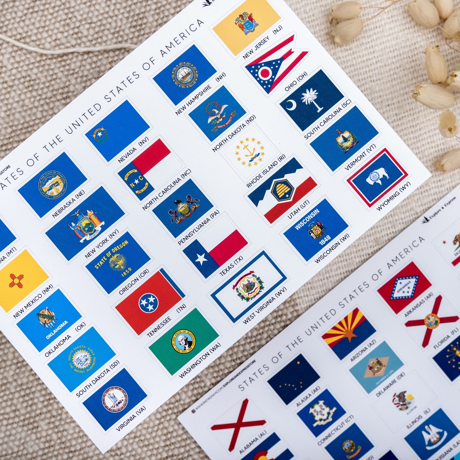 States of the United States of America Flag Stickers, 50 States Flags ...