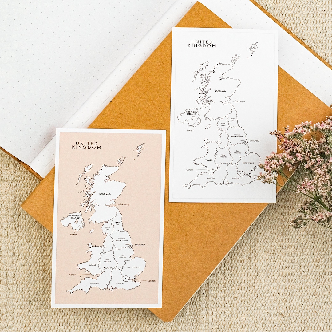United Kingdom Map Sticker, UK Outline Map, Travel Journal Stickers, UK ...