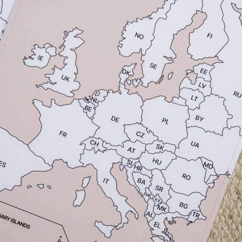 Map of Europe Sticker to Color Visited Countries Map Europe Travel ...