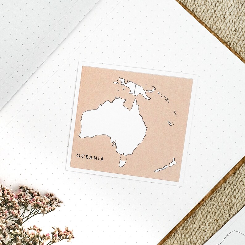 Oceania Color in Map Sticker of Oceania Travel Map Stickers for ...