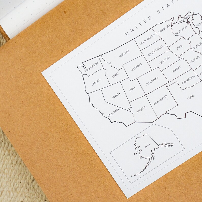 United States Map Sticker USA Travel Tracker Sticker of US Map Planner ...