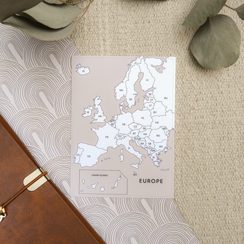 Map of Europe Sticker to Color Visited Countries Map Europe Travel ...