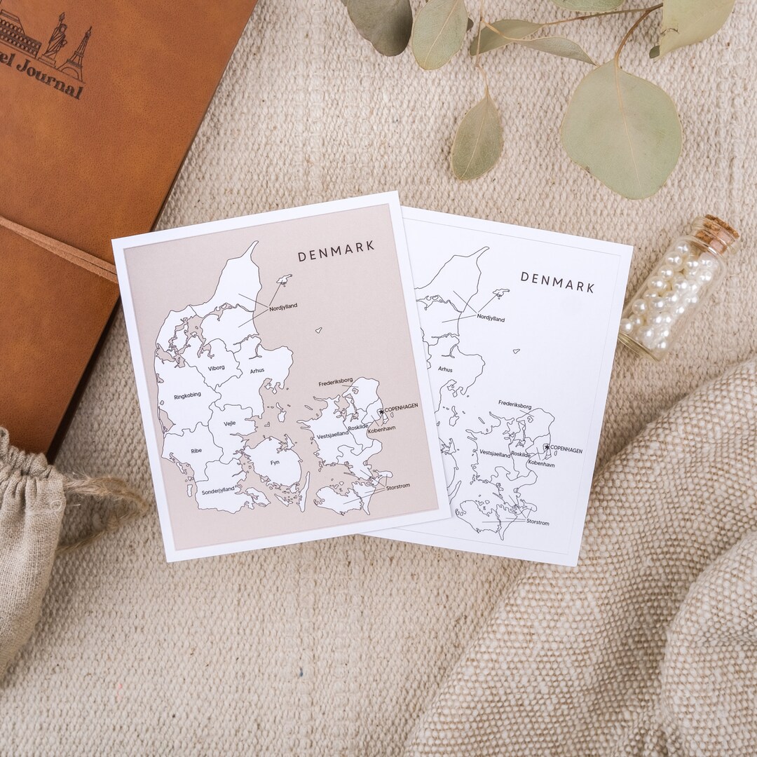 Denmark Map Tracker Sticker, Travel Map Sticker, Map Tracking Stickers ...