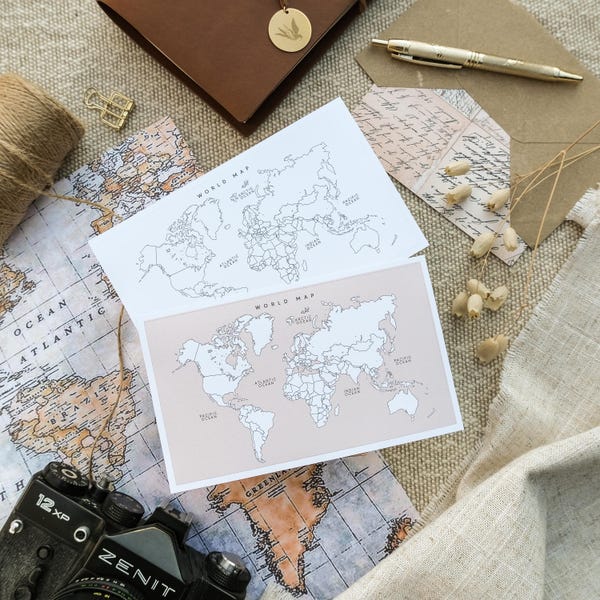 World Map Journal - Etsy
