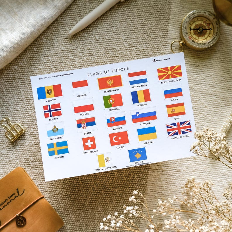 Europe Flag Stickers, Country Flags Stickers, Countries of Europe Flags ...