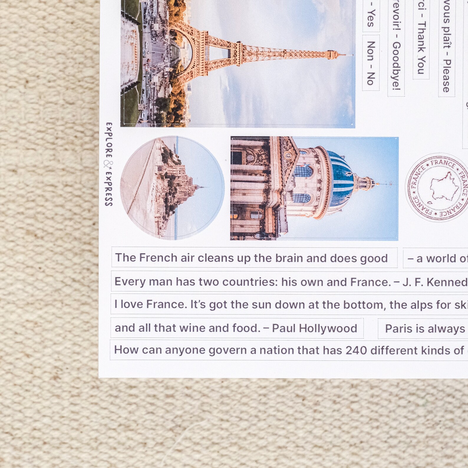 France Travel Stickers Kit With French Flag, France Map, French Basic ...