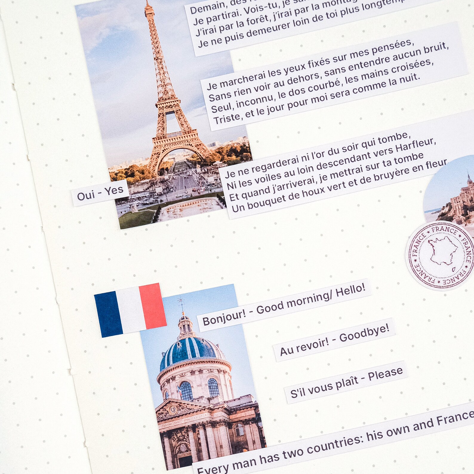 France Travel Stickers Kit With French Flag, France Map, French Basic ...