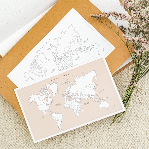 World Map Journal - Etsy