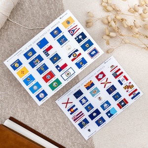 States of the United States of America Flag Stickers, 50 States Flags ...