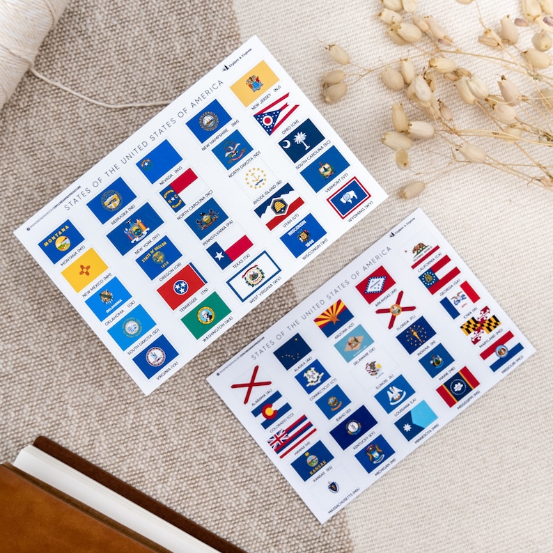States of the United States of America Flag Stickers, 50 States Flags ...