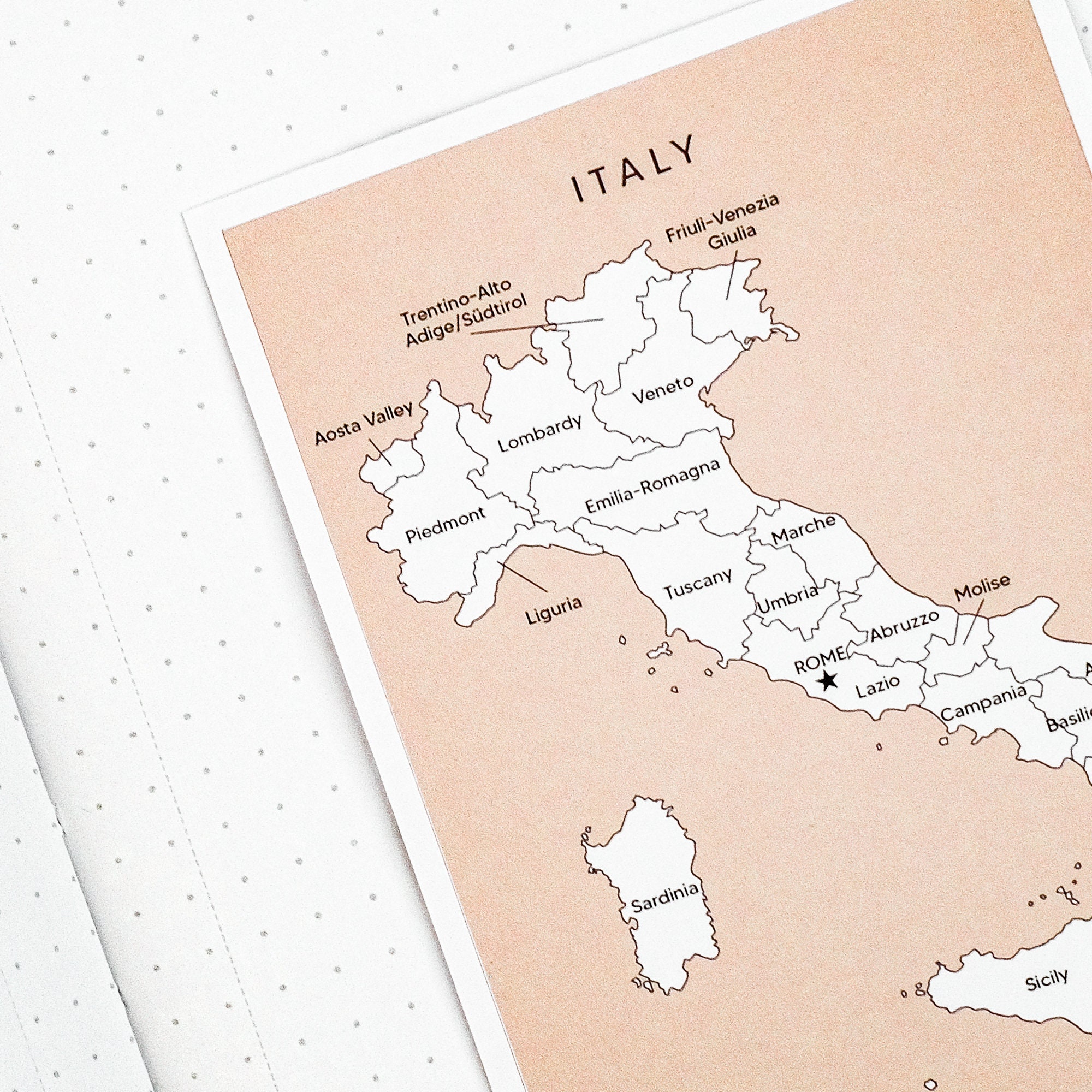 Italy Map Sticker Italy Map Coloring Map Travel Italy - Etsy
