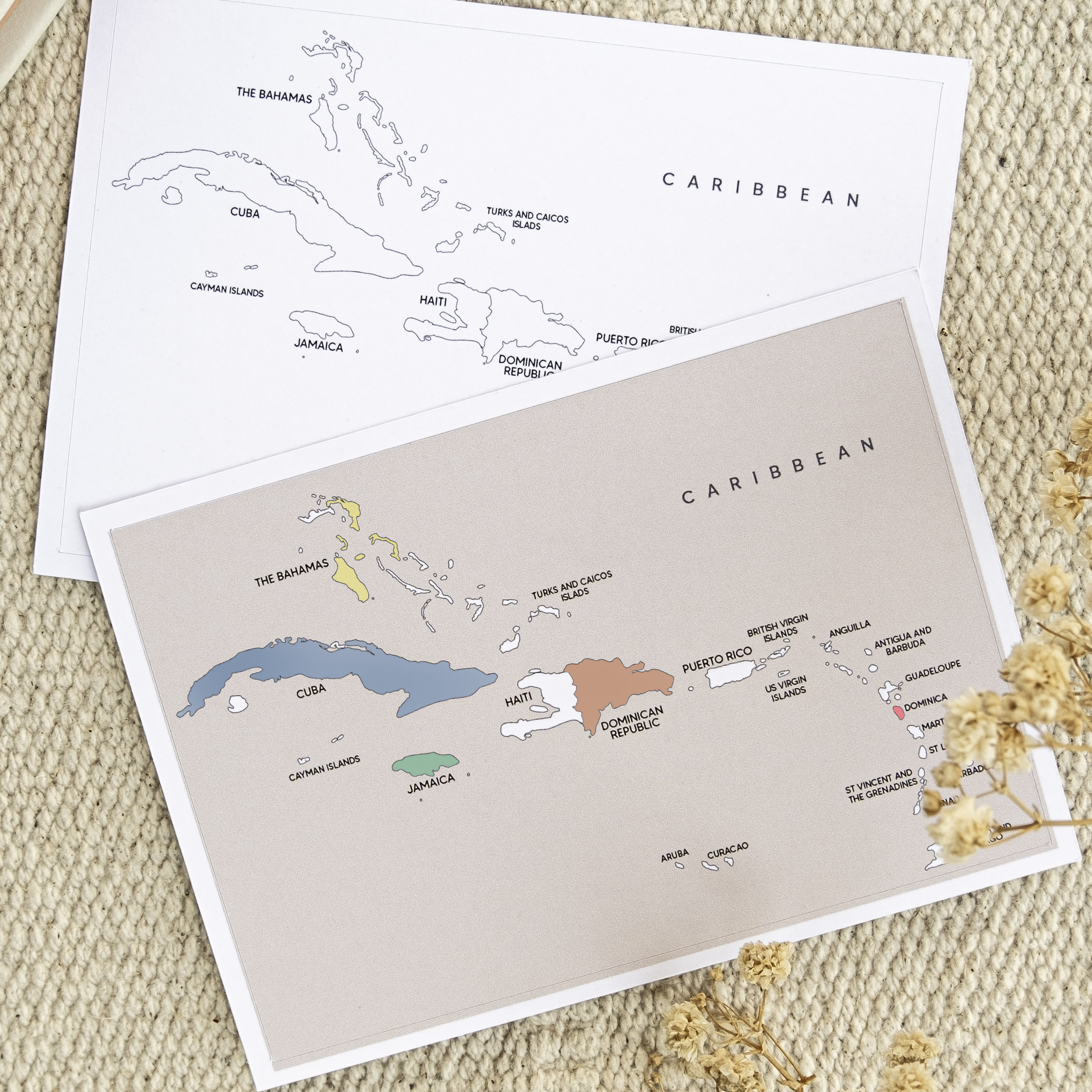 Caribbean Islands Map, Travel Map Sticker, Travel Journal, Caribbean ...