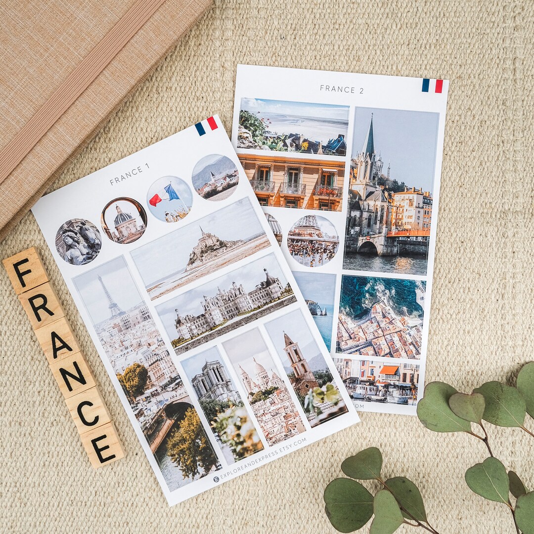 France Sticker Sheet for Travel Journal Scrapbook France Landmarks ...