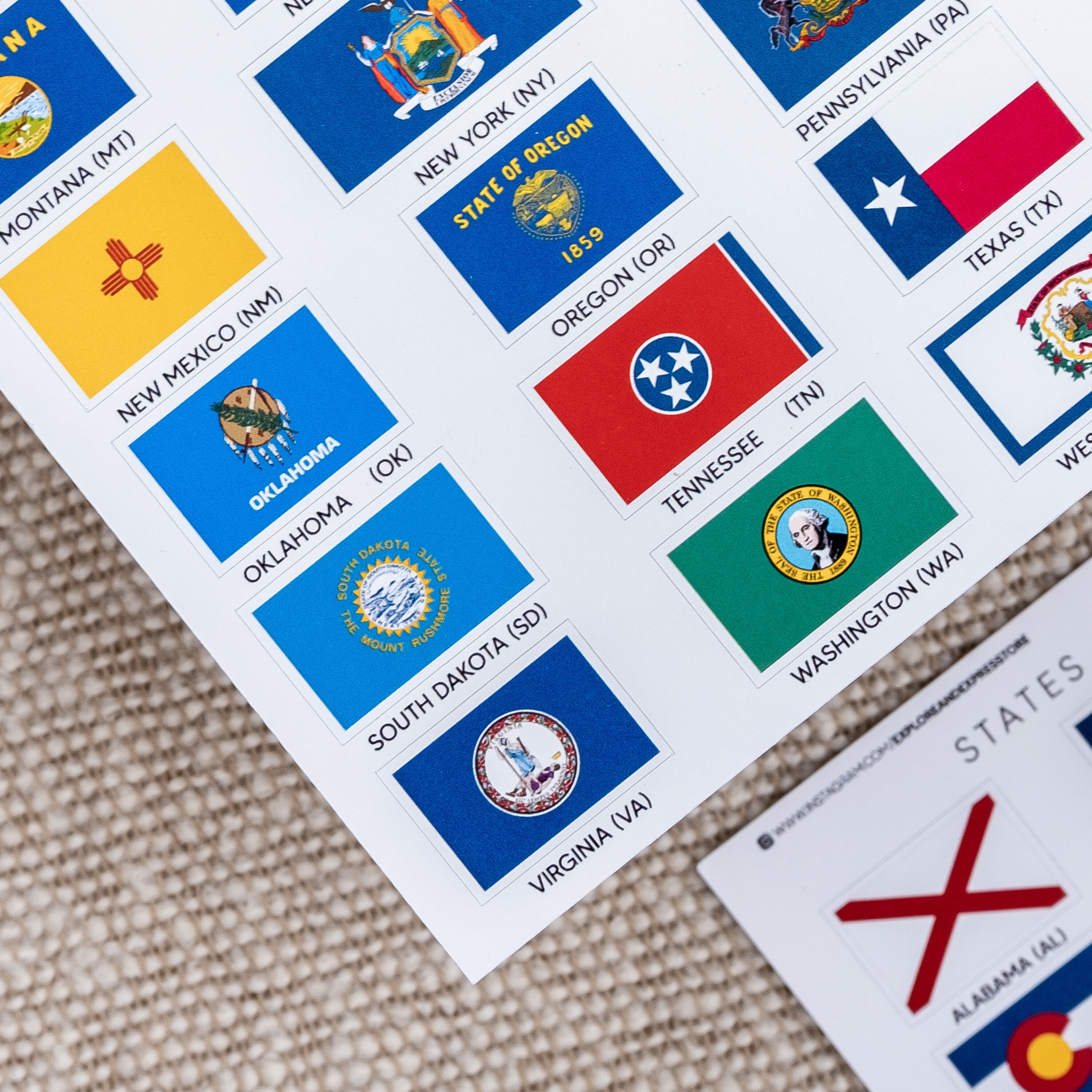 States of the United States of America Flag Stickers, 50 States Flags ...