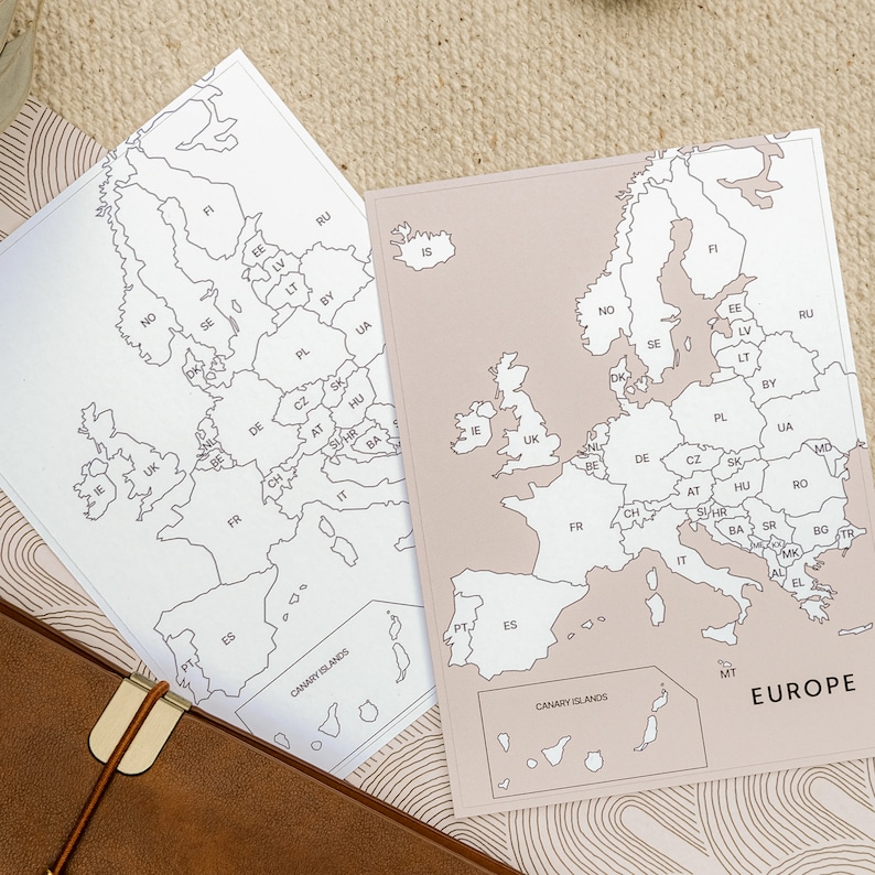 Europe Map Sticker - Color in Visited Countries, Travel Tracker Map for ...