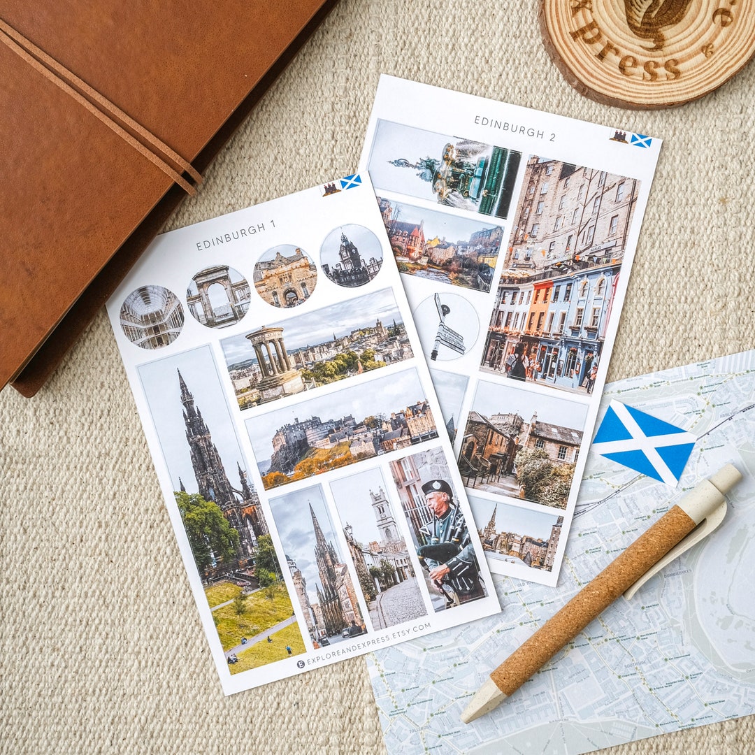 Edinburgh Sticker Sheet for Travel Journal Scrapbook Scotland Landmarks ...