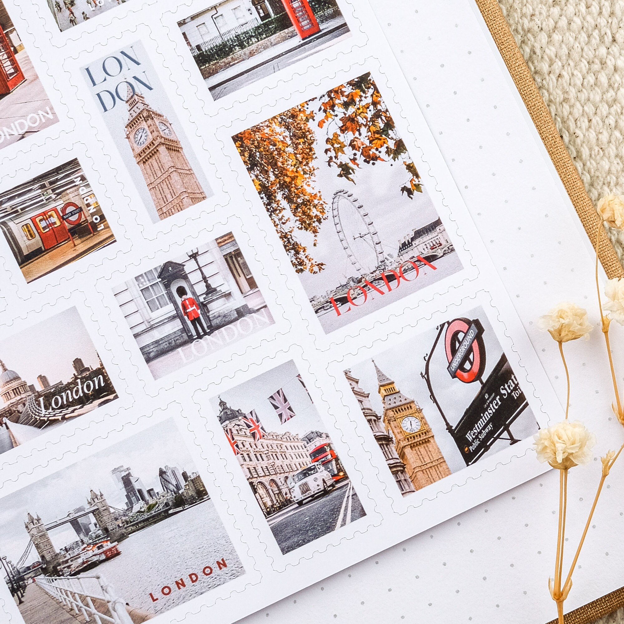 London Postal Stamps Stickers, London Landmarks, London Travel Stickers ...
