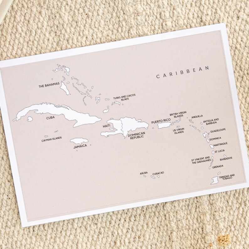 Caribbean Islands Map, Travel Map Sticker, Travel Journal, Caribbean ...