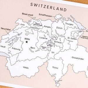 Switzerland Travel Tracker Map Sticker. Coloring Swiss Map Sticker ...
