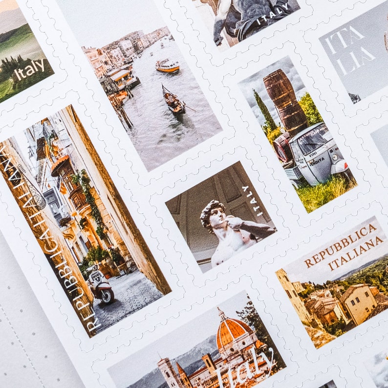 Italy Stamp Stickers for Travel Scrapbook or Journal, Italian Travel ...