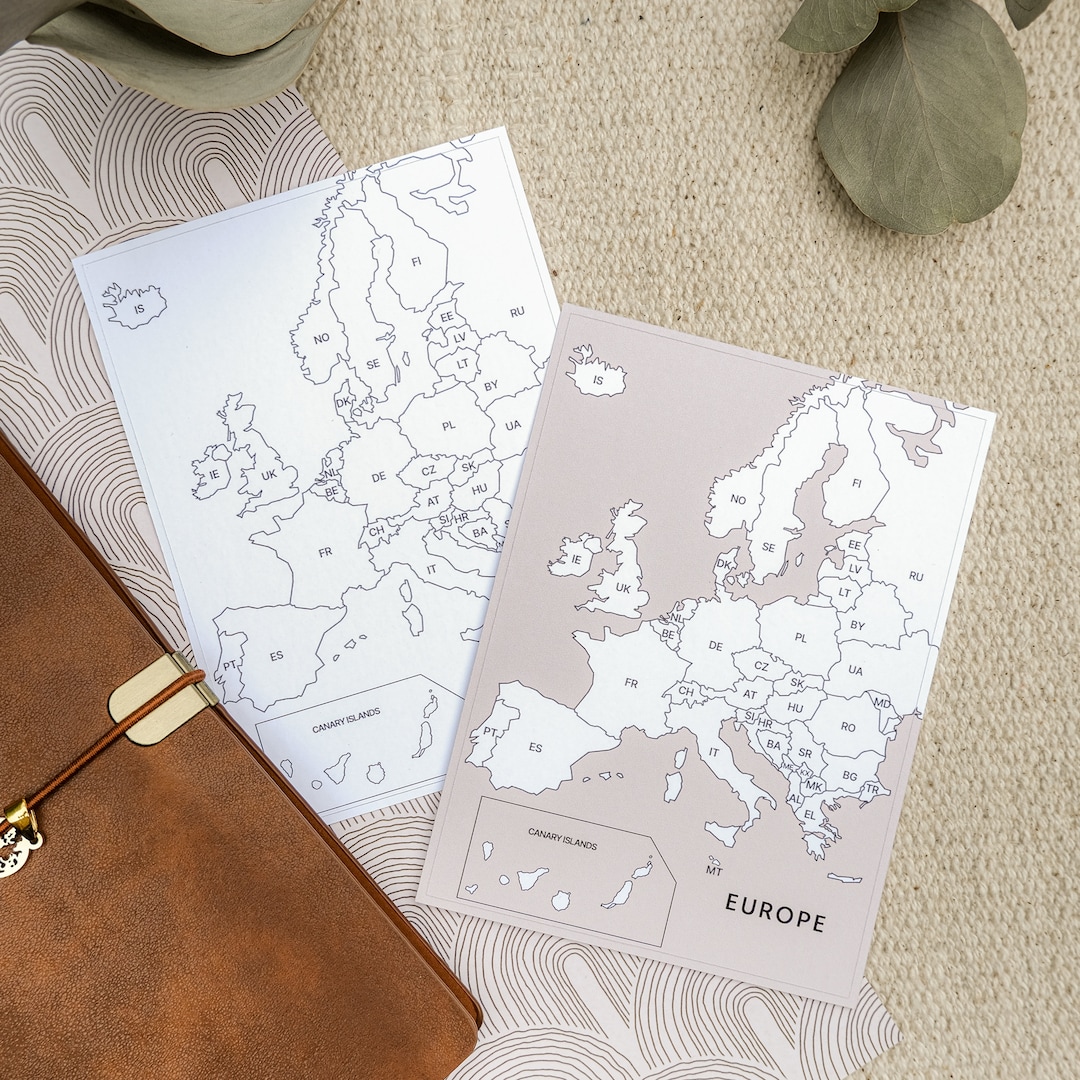 Map of Europe Sticker to Color Visited Countries Map Europe Travel ...