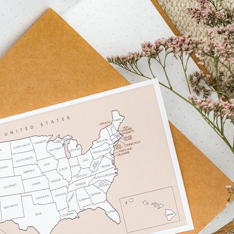 United States Map Sticker USA Travel Tracker Sticker of US Map Planner ...