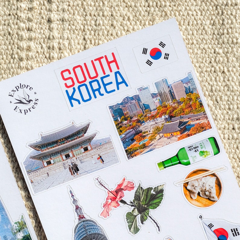 South Korea Sticker Sheets - Seoul Landmarks Travel Journal Stickers - Etsy