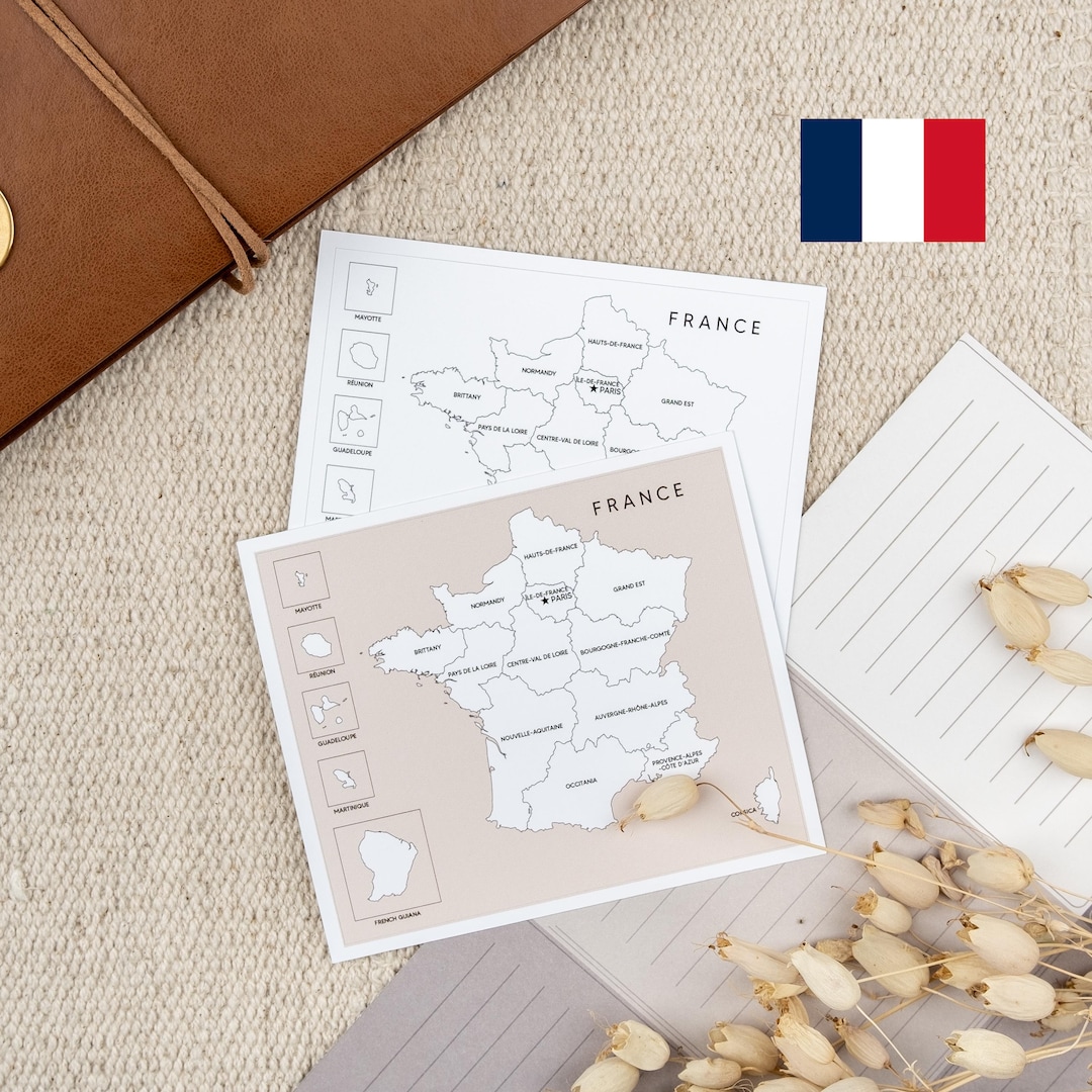 France Map, France Travel Map Sticker, Travel Journal, France Outline ...
