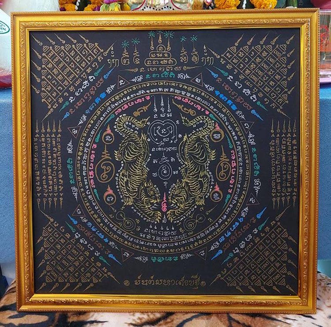 Magic Twin Tiger Yant Cloth Billinaire by AJ Amon Thai Handmade Buddha ...