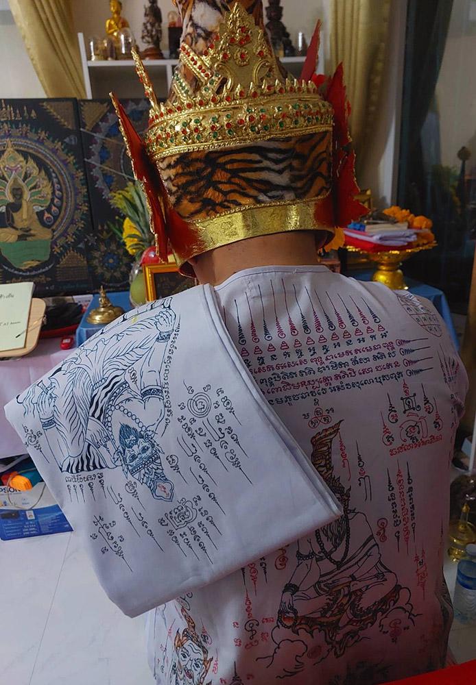Magic Real Hand Written Yant Cloth King Naga Thai Buddha Amulet for ...