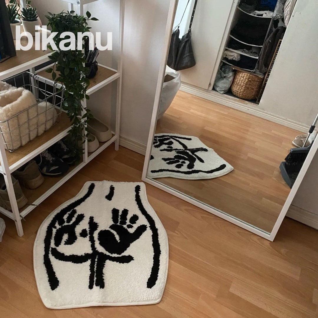 Black and White Bum Rug Handmade Bedroom Rug, Tufted Rug, Funny Rug ...