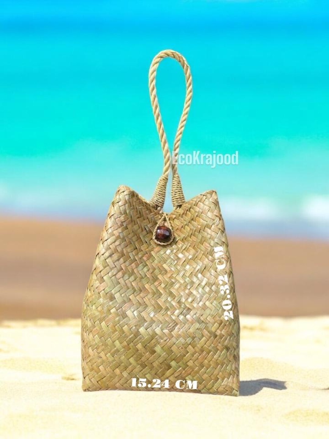 Handwoven Thai Rattan Tote Bag 15.24 Cm X 20.32 Cm Eco-friendly Rattan ...