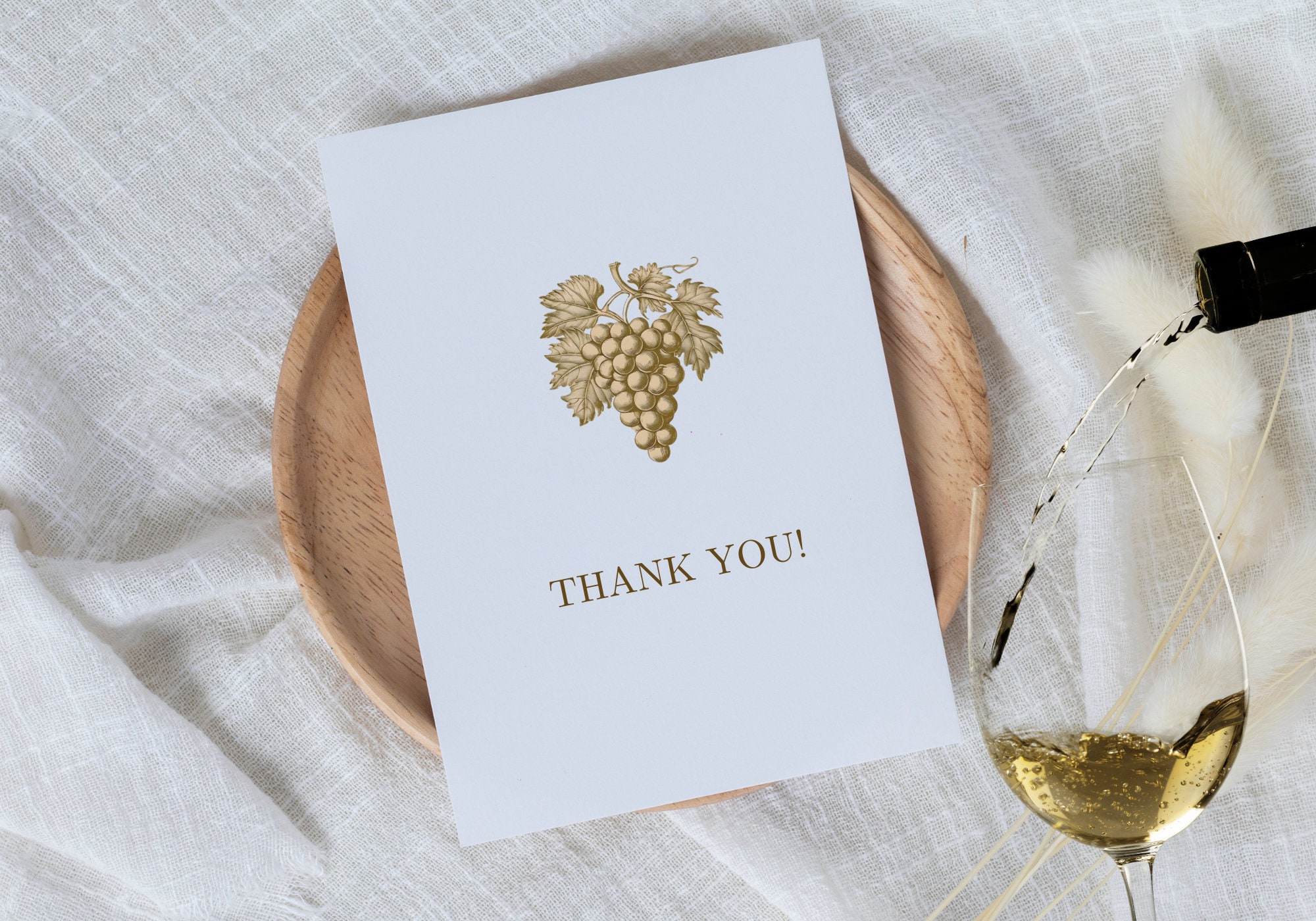 Wine Thank You Card, Grape Thank You Card Blank 5 X 7 - Etsy