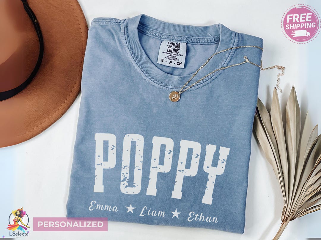 Custom Poppy Shirt With Grandkids Names, Custom Grandpa Shirt, Promoted ...
