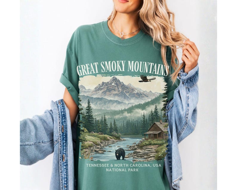 Great Smoky Mountains National Park Shirt, Retro Mountain Bear Tee ...