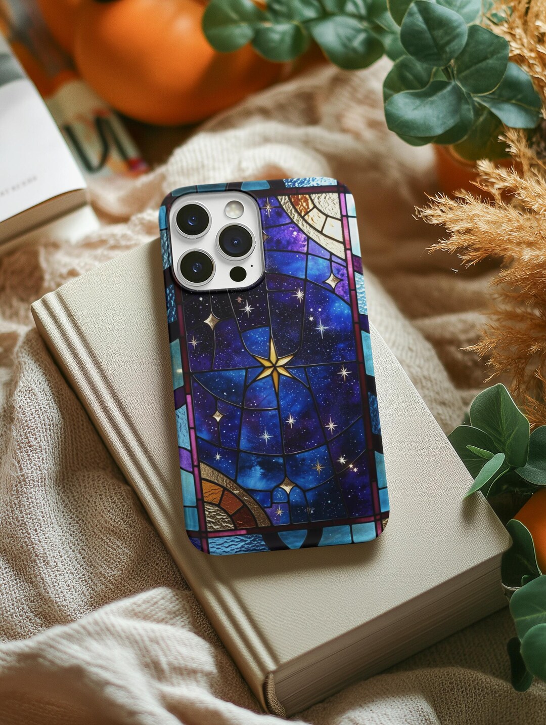 Celestial Stained Glass Phone Case, Starry Sky Fake Stained Glass Phone ...