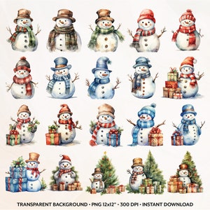 Watercolor Snowman Clipart Set Instant Digital Download Bundle 20 ...
