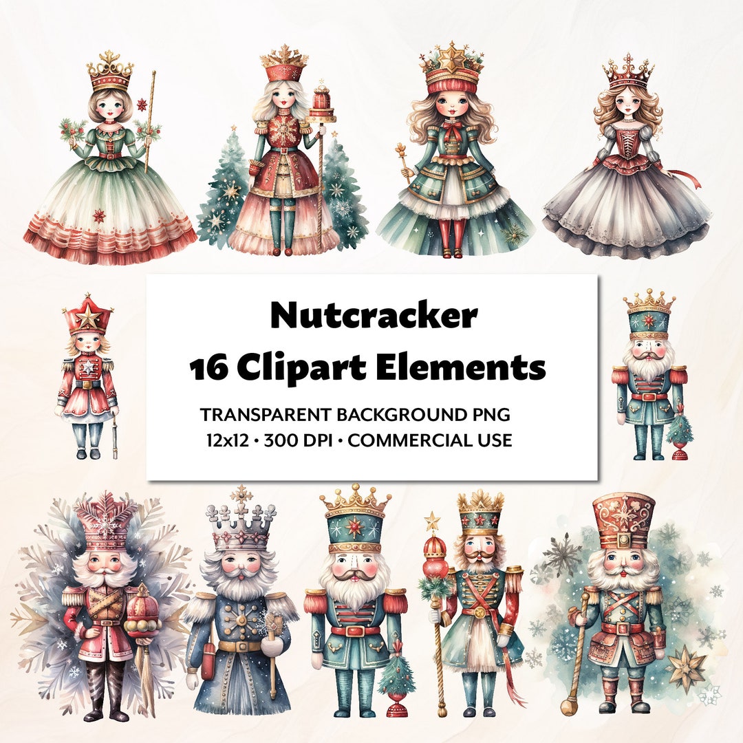 Nutcracker Clipart Pack, Watercolor Illustrations for Crafts and ...