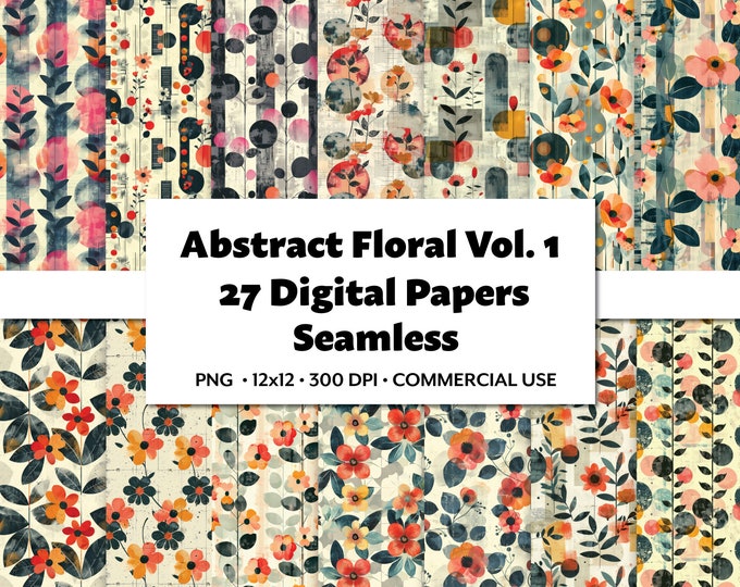 Seamless Minimalist Modern Floral Patterns Watercolor Floral Pattern PNG Modern Flower Pattern ...