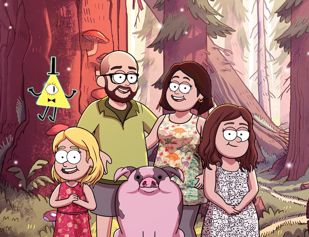 Gravity Falls Cartoon Portrait Personalized Cartoon Art Portrait From ...