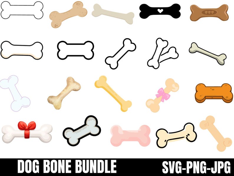 Dog Bone Clipart: Vector Cut File for Cricut, Silhouette (SVG, PNG, JPG ...
